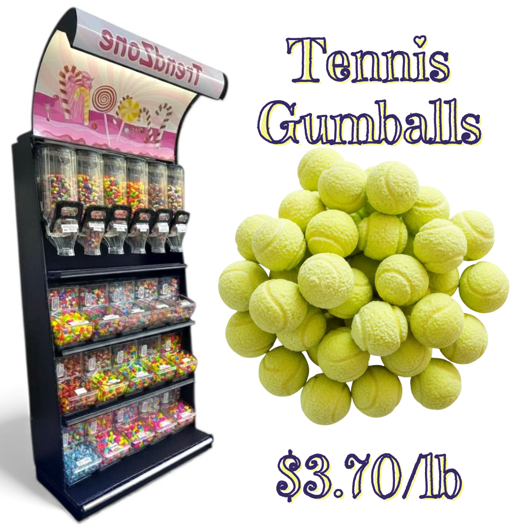 Bulk Candy Gumballs – Tennis- Case of 22 lb – Trend Zone Wholesale